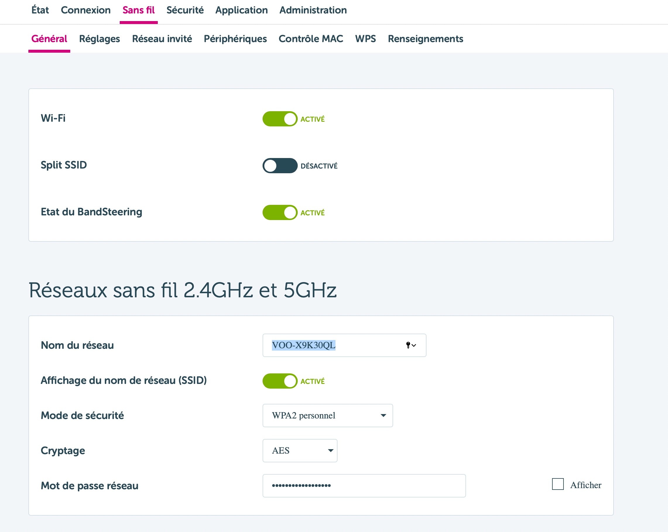 Modifier le mot de passe wifi par défaut avec VOO