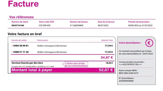 Comprendre ma facture mobile