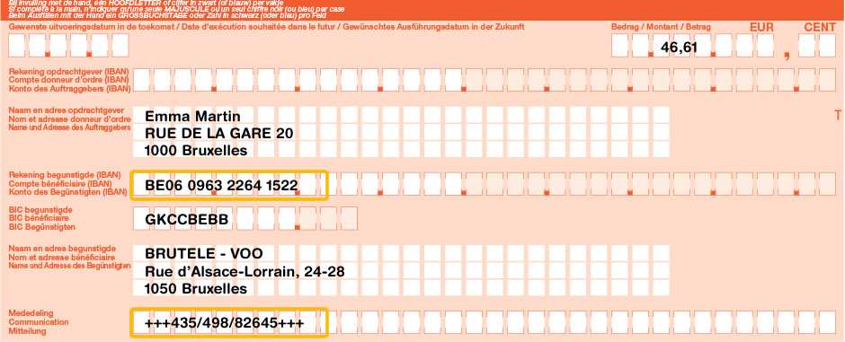 Retrouver le numéro de compte de VOO