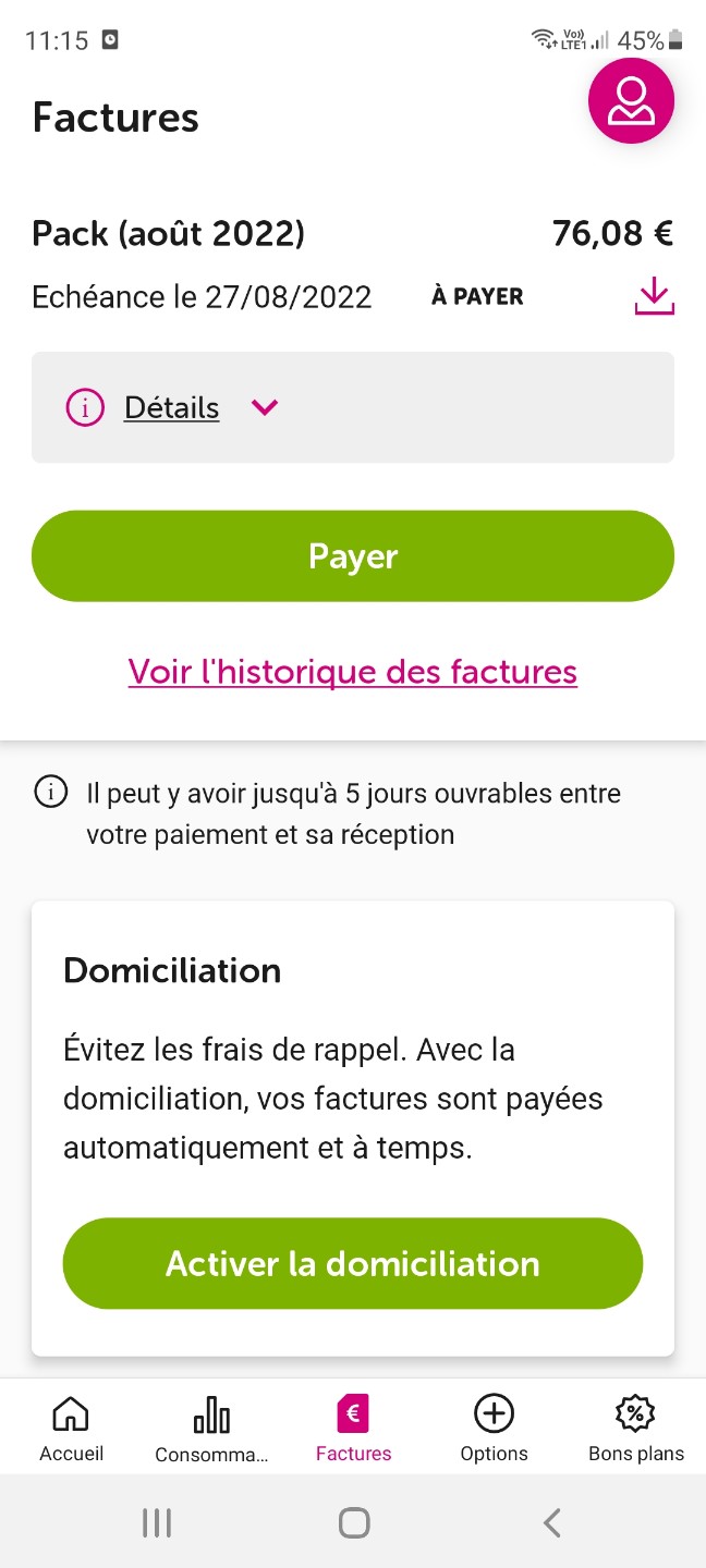 Activer et gérer la domiciliation de mes factures VOO