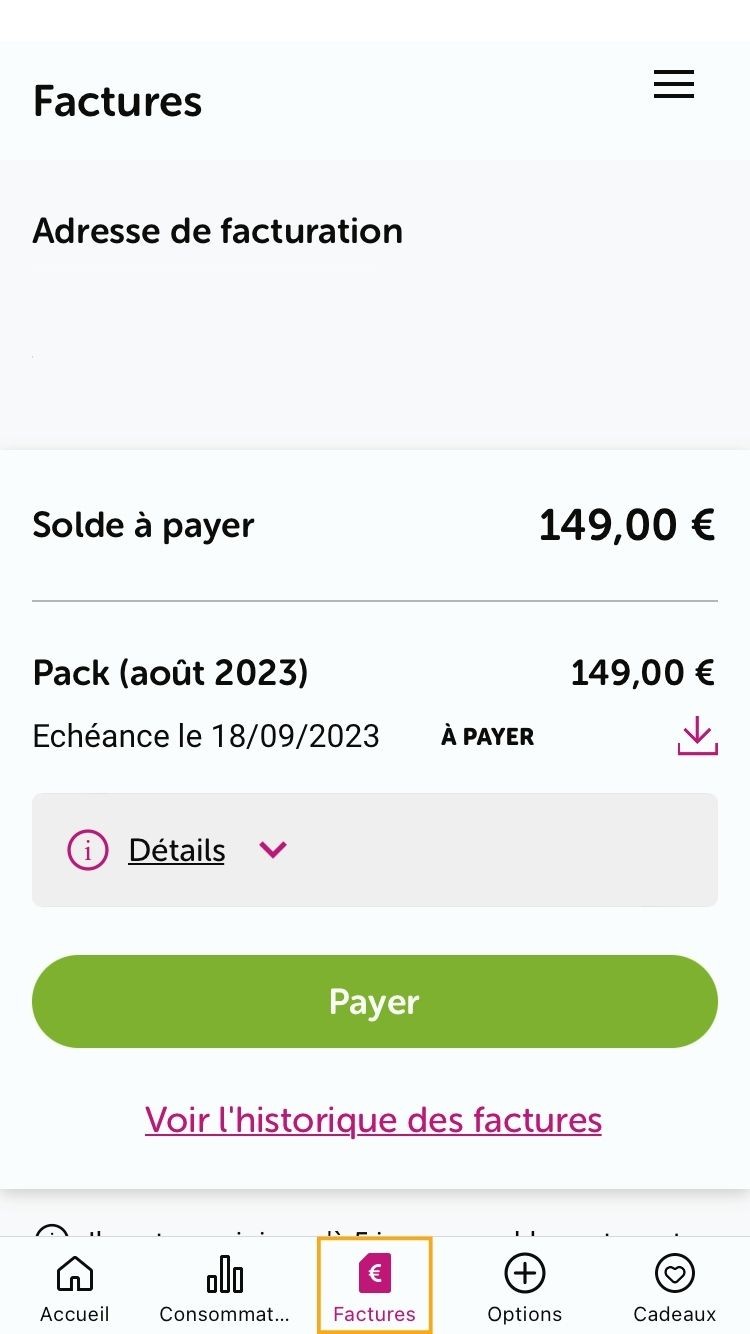 Gérer le mode de réception de factures VOO