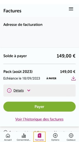 Gérer le mode de réception de factures VOO