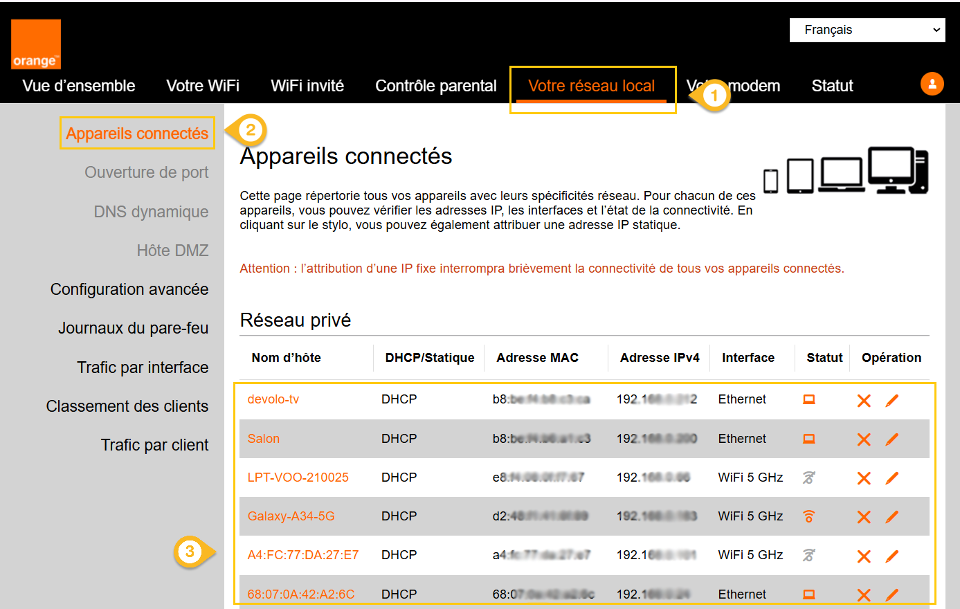 Trouver ou assigner une adresse IPv4 à un appareil avec le modem Orange ...