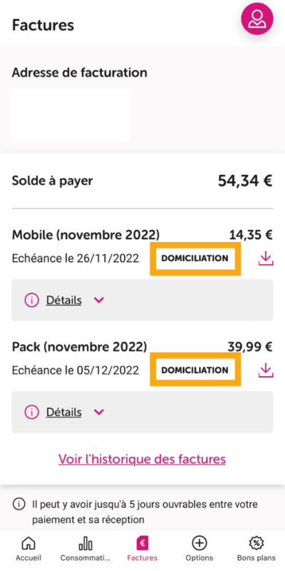 Activer et gérer la domiciliation de mes factures VOO