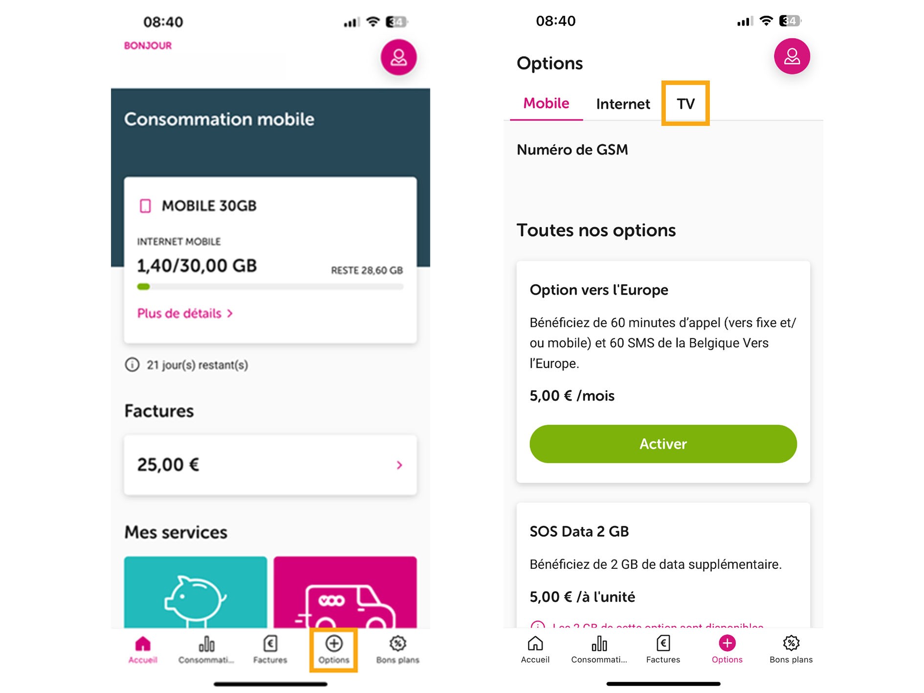 Activer un contenu TV via mon VOOcorder, ma box .évasion ou via myVOO