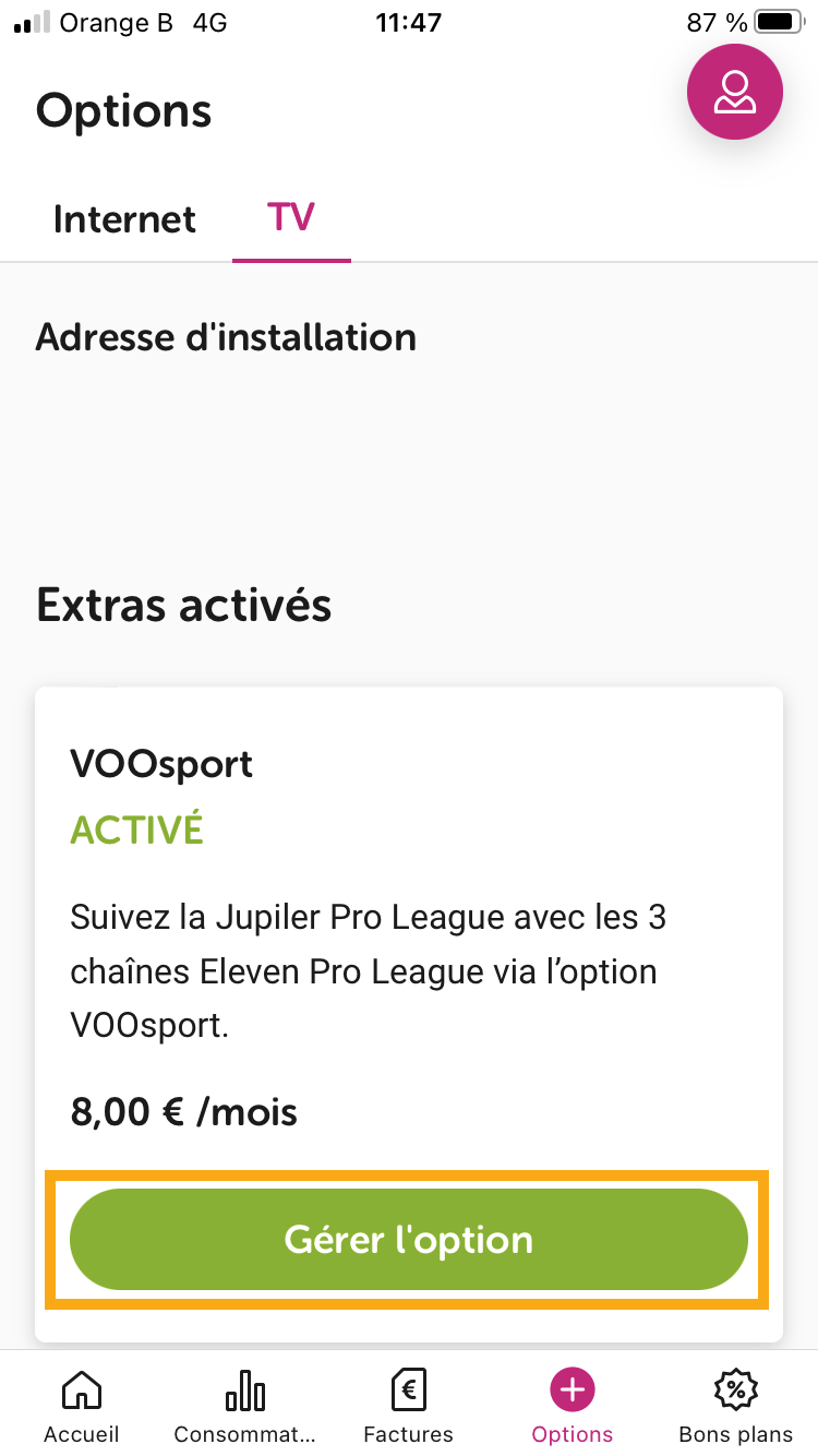 Comment gérer les services et options avec myVOO
