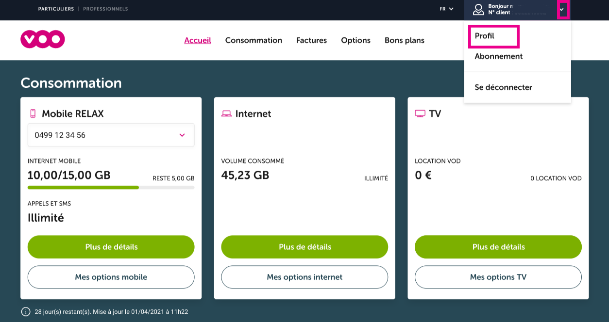 Ajouter ou modifier son adresse e-mail de contact avec myVOO