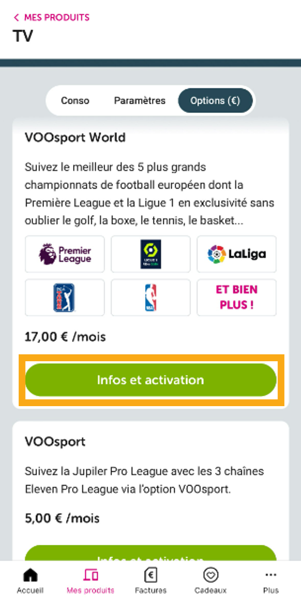 Comment gérer les services et options avec myVOO