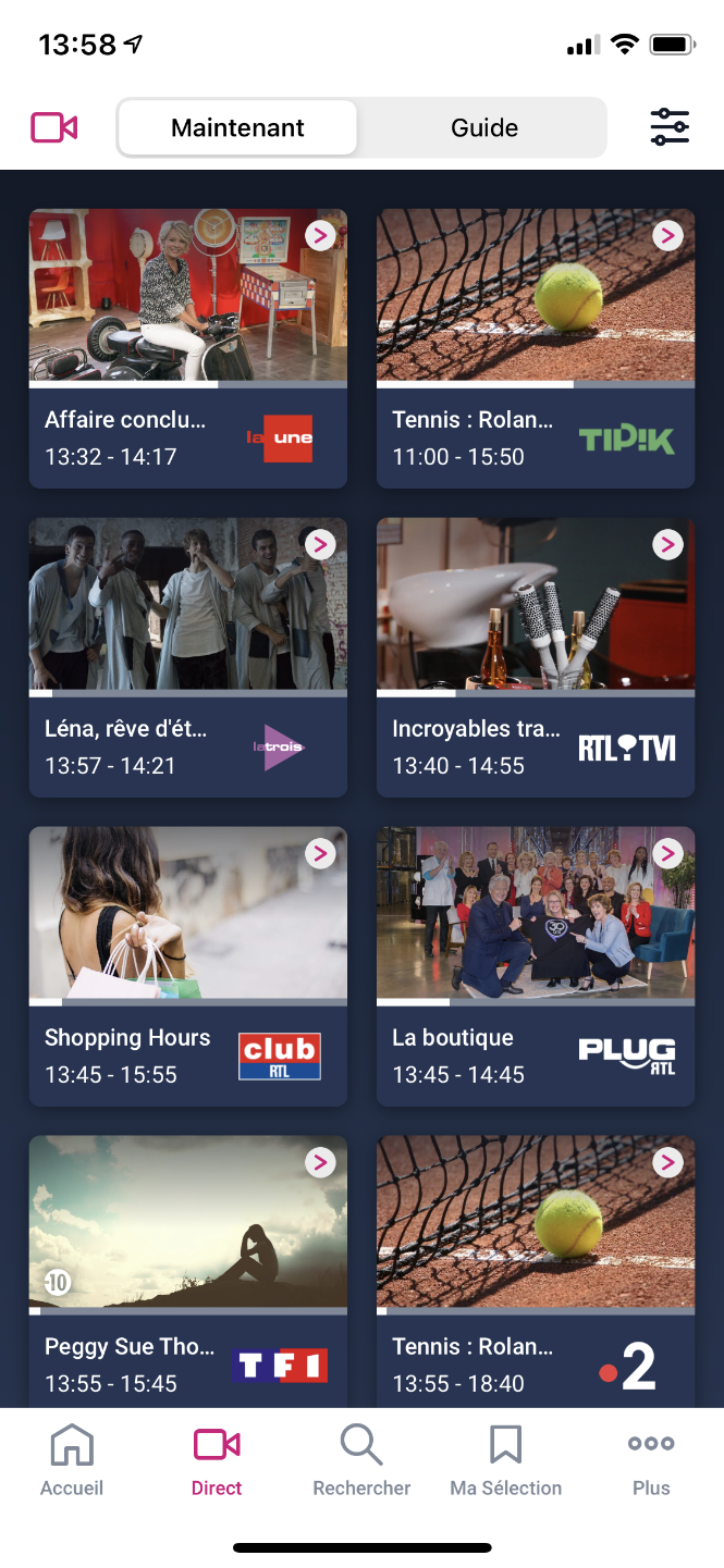 Accéder à un contenu TV dans l'app VOO TV+