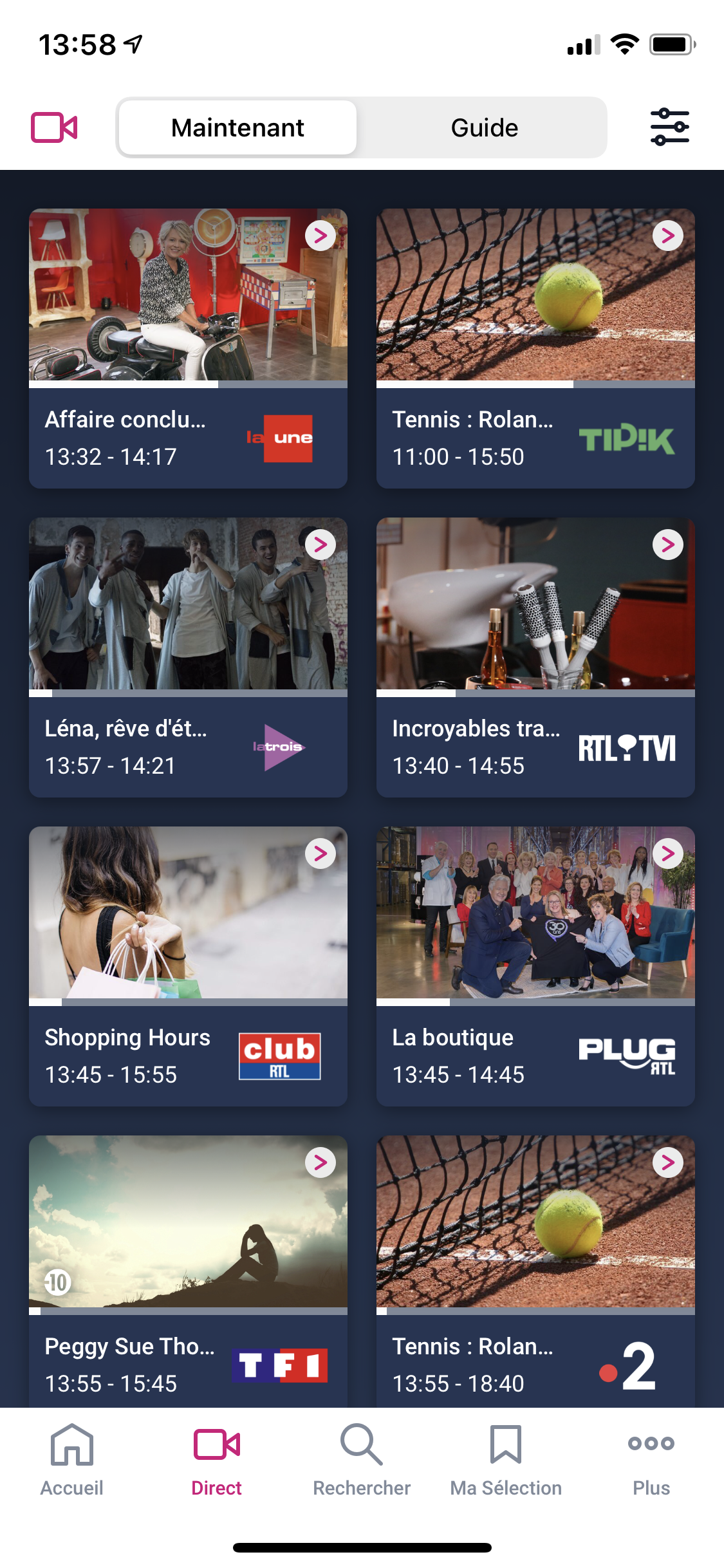 Accéder à un contenu TV dans l'app VOO TV+