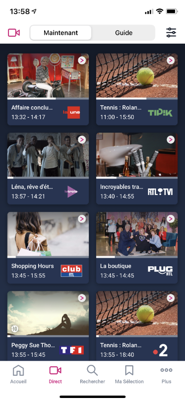 Accéder à un contenu TV dans l'app VOO TV+