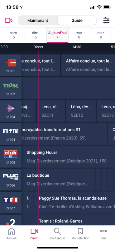 Accéder à un contenu TV dans l'app VOO TV+