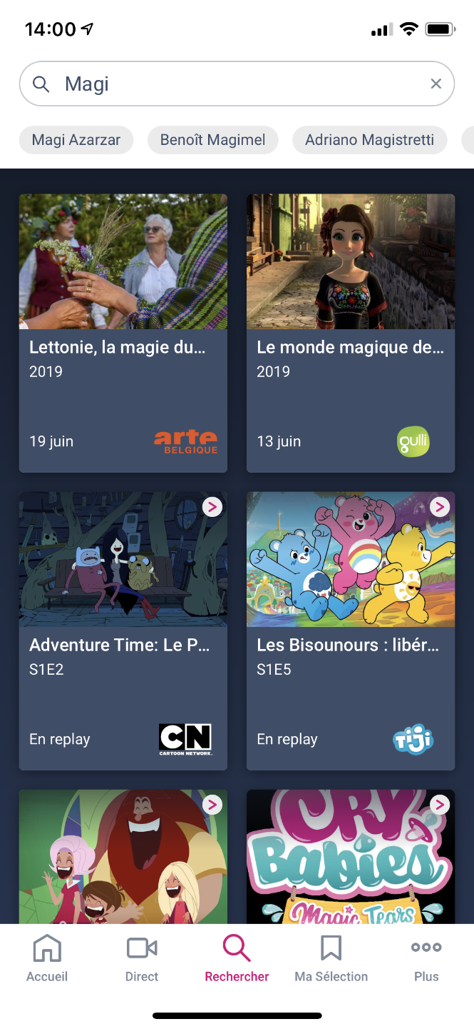 Accéder à un contenu TV dans l'app VOO TV+