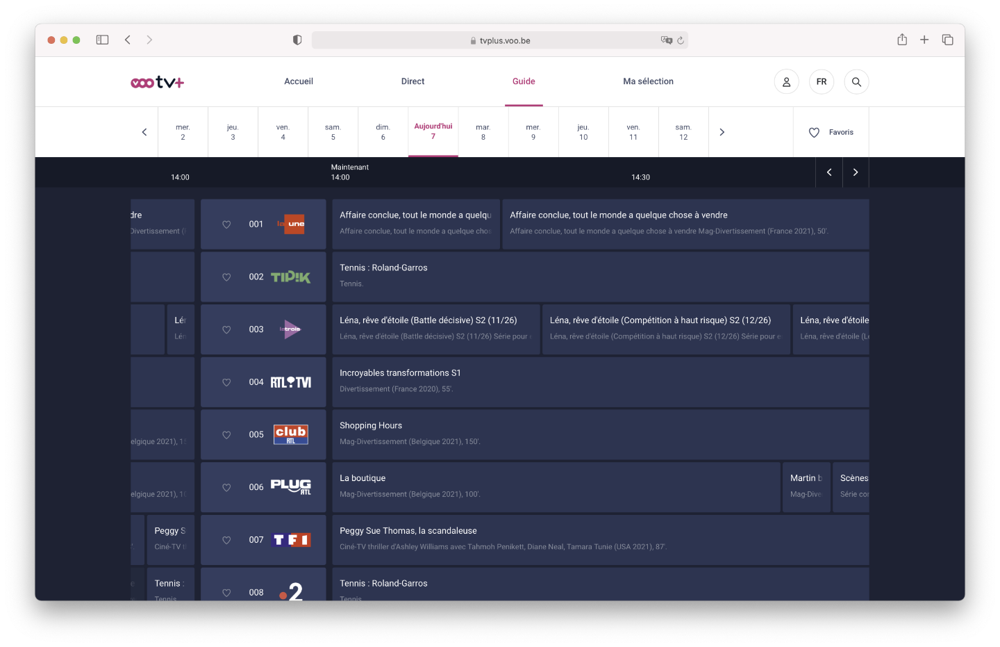 Naviguer dans VOOTV+ (smartphone, tablette, web)