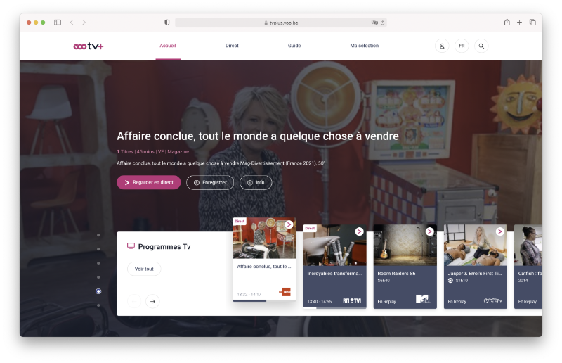 Trouver les chaînes TV sur l’app VOO TV+