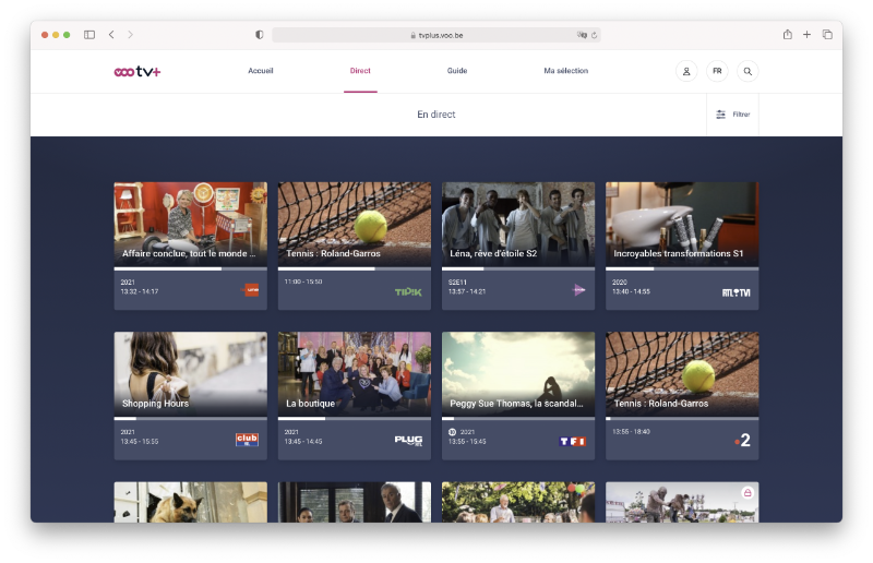 Naviguer dans VOOTV+ (smartphone, tablette, web)