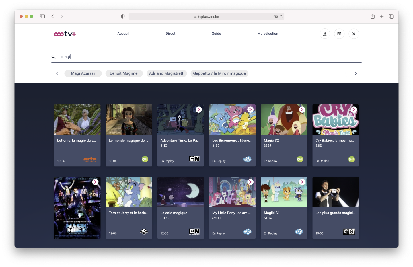 Naviguer dans VOOTV+ (smartphone, tablette, web)