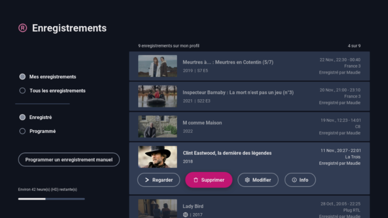 Les enregistrements avec VOO TV+