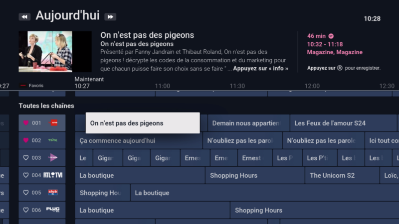 Le Live TV sur VOO TV+