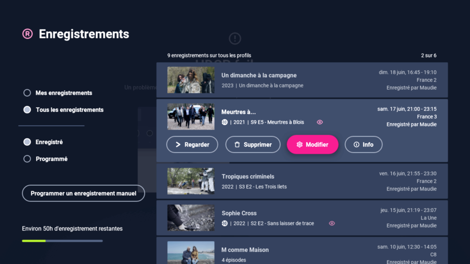 Les enregistrements avec VOO TV+