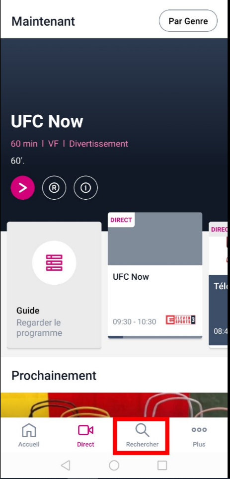 Accéder à un contenu TV dans l'app VOO TV+