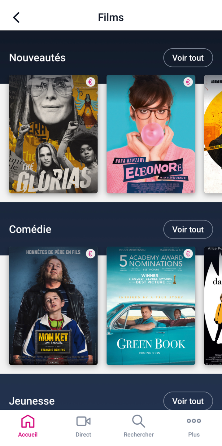 Naviguer dans VOOTV+ (smartphone, tablette, web)